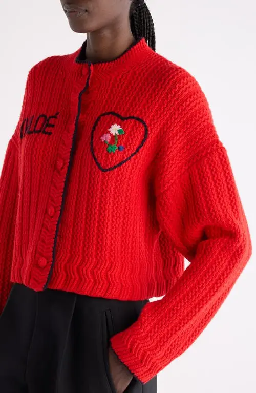 Chloé Logo Heart Wool & Cashmere Cardigan