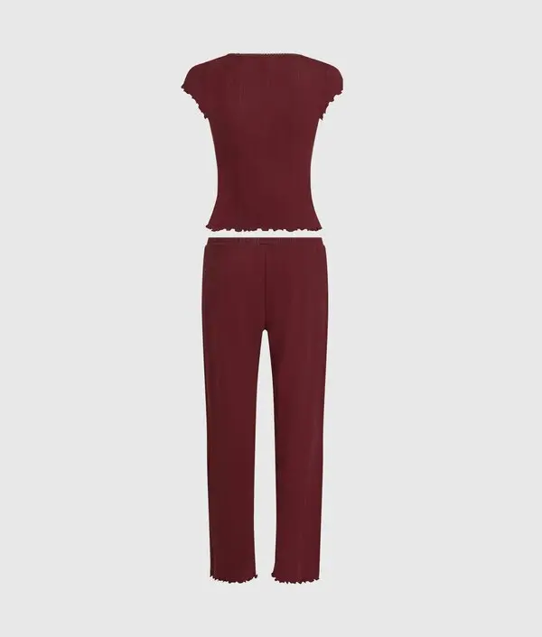 Karl Lagerfeld Autograph Pointelle Pajama Set - Windsor Wine