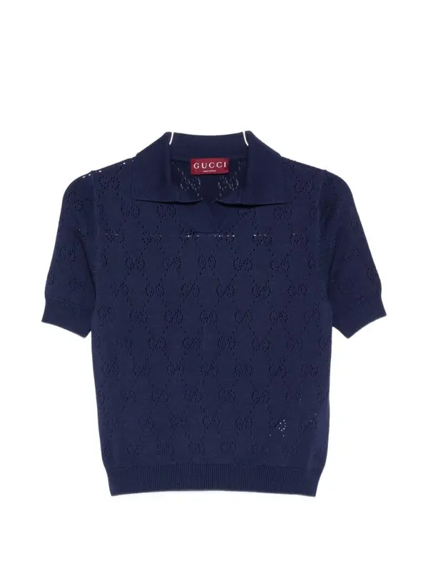 Gucci Gg Cotton And Silk Polo Shirt - Multicolor