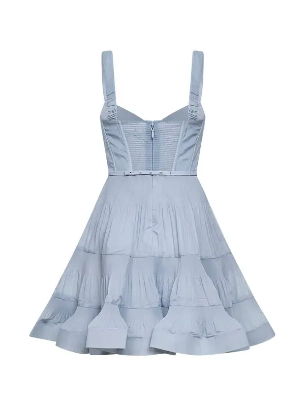 Zimmermann Steel Blue Pleated Mini Dress - Multicolor