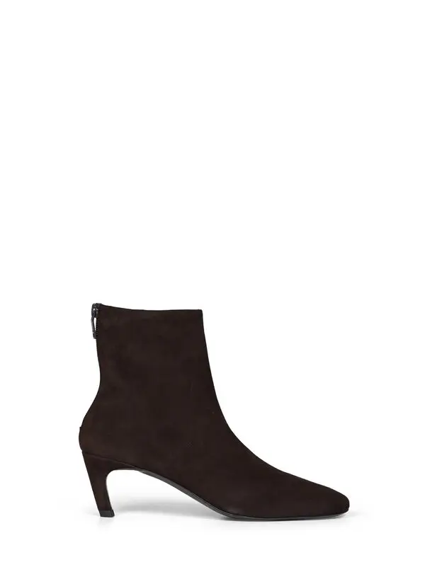 TOTEME Brown Soft Suede Mid-heel Ankle Boots