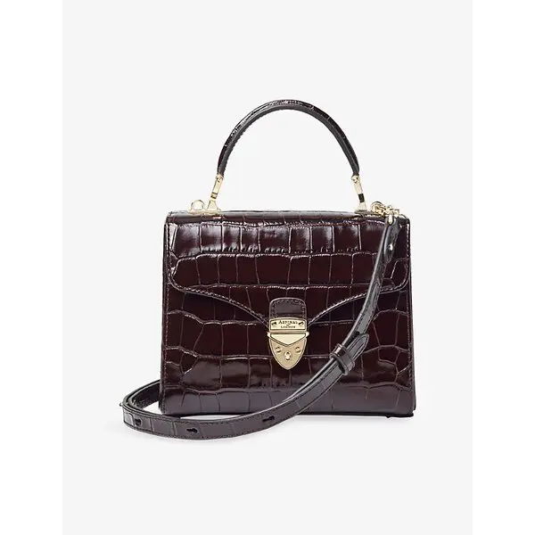 ASPINAL OF LONDON Mayfair Midi Leather Top-handle Bag - Amazonbrown