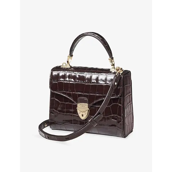 ASPINAL OF LONDON Mayfair Midi Leather Top-handle Bag - Amazonbrown