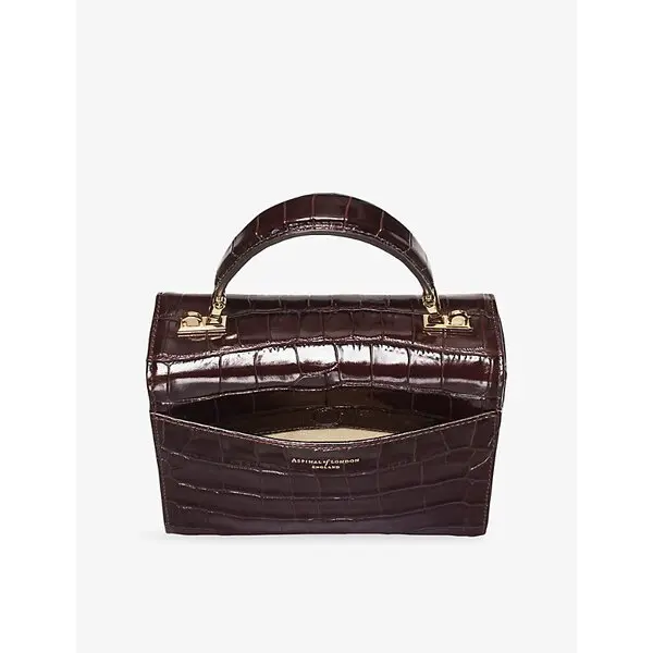 ASPINAL OF LONDON Mayfair Midi Leather Top-handle Bag - Amazonbrown