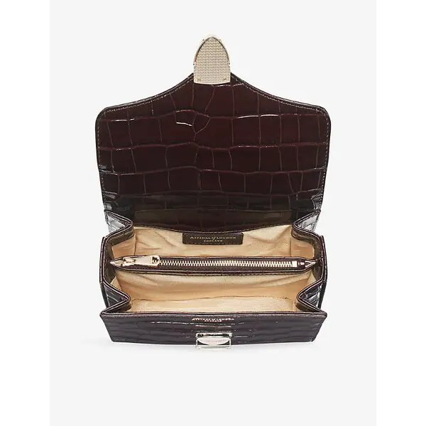 ASPINAL OF LONDON Mayfair Midi Leather Top-handle Bag - Amazonbrown