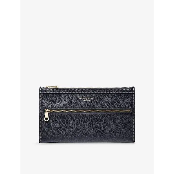 ASPINAL OF LONDON Hudson Leather Travel Pouch - Navy
