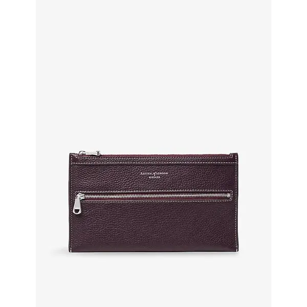 ASPINAL OF LONDON Hudson Leather Travel Pouch - Wine