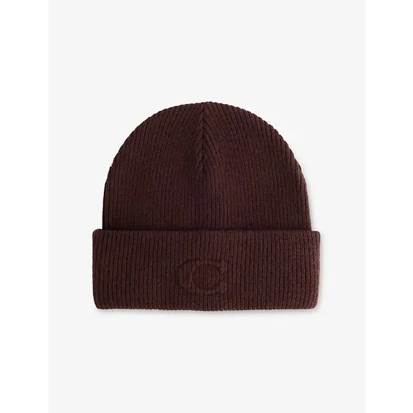 COACH C Embossed-logo Wool-blend Beanie - Maple