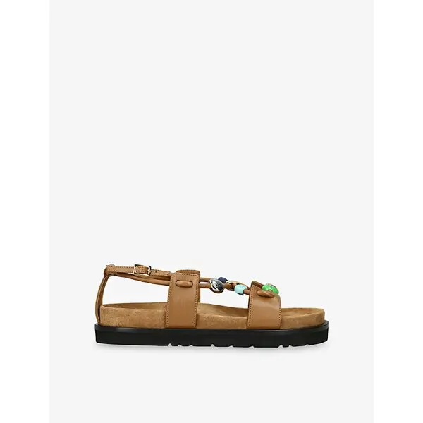 Loewe Pebble Beaded Fussbett Suede Sandals - Camel