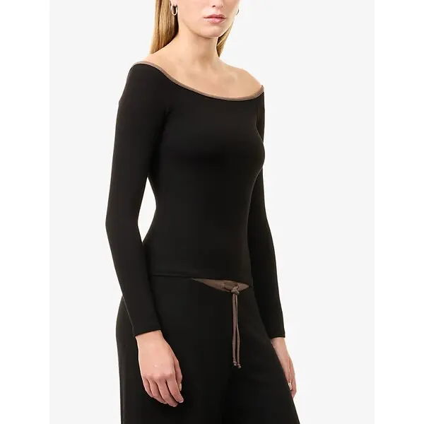 TALA 365 Off-shoulder Rib-jersey Top