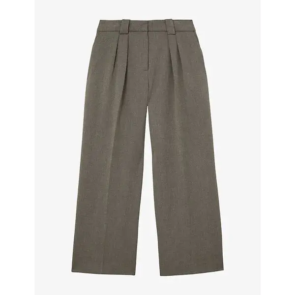 REISS Katya Pleated Wide-leg Woven Trousers