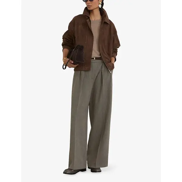 REISS Katya Pleated Wide-leg Woven Trousers