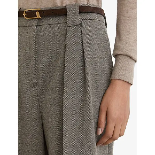 REISS Katya Pleated Wide-leg Woven Trousers
