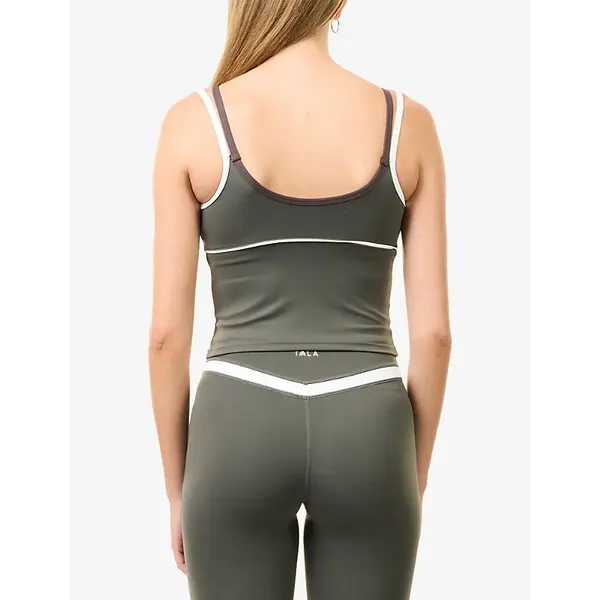 TALA Skinluxe Contrast-strap Jersey Vest Top - Dark Olive