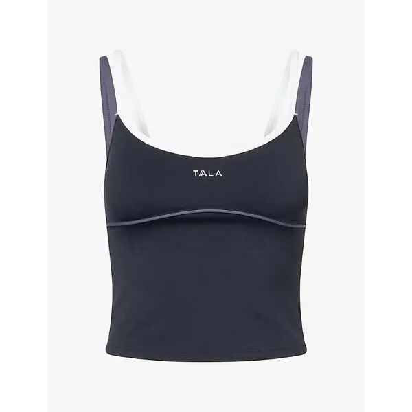 TALA Skinluxe Contrast-strap Jersey Vest Top - Shadow Black