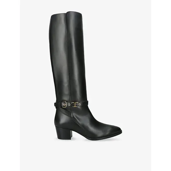 TOD'S Gomma Buckled Leather Heeled Knee-high Boots