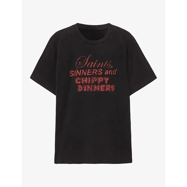 ALLSAINTS Chippy Graphic-print Cotton T-shirt - Washed Black