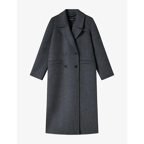 Whistles Double-breasted Relaxed-fit Wool-blend Coat - Grey