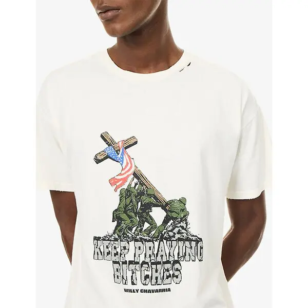 WILLY CHAVARRIA Keep Praying Graphic Cotton-jersey T-shirt