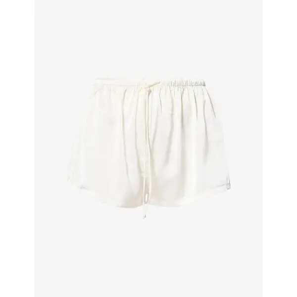 HYPHEN Drawstring-waist Satin Shorts