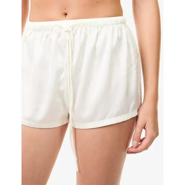 HYPHEN Drawstring-waist Satin Shorts