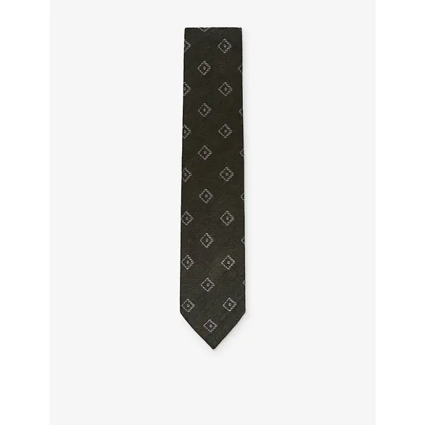 REISS Fazio Diamond-medallion Wool-silk Tie
