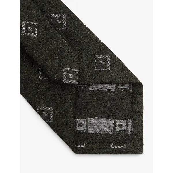 REISS Fazio Diamond-medallion Wool-silk Tie