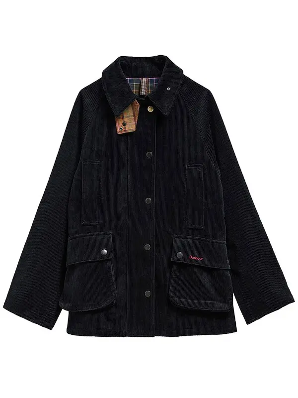 Barbour Beaufort Corduroy Jacket With Tartan Collar - Blue