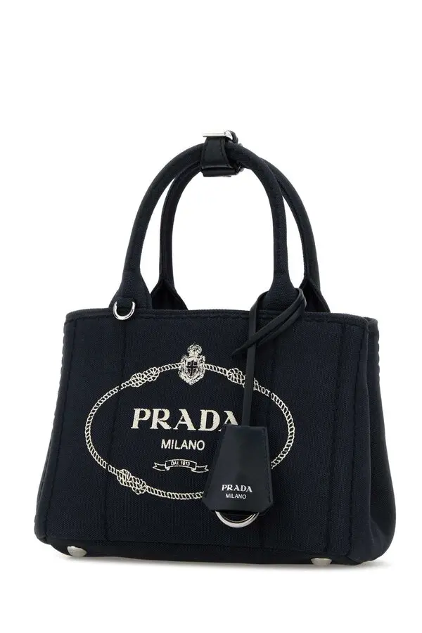 Prada Dark Canvas Mini Jardinière Handbag - Blue