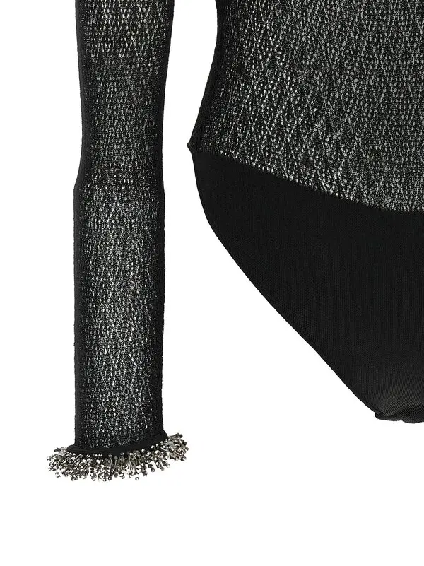 SELF-PORTRAIT Openwork Knitted Bodysuit