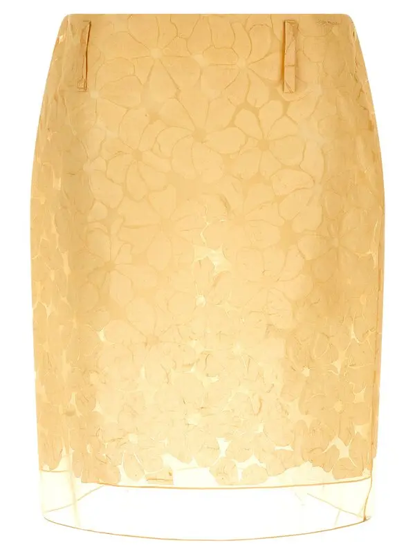 Marni Straight Skirt With Floral Pattern - Yellow