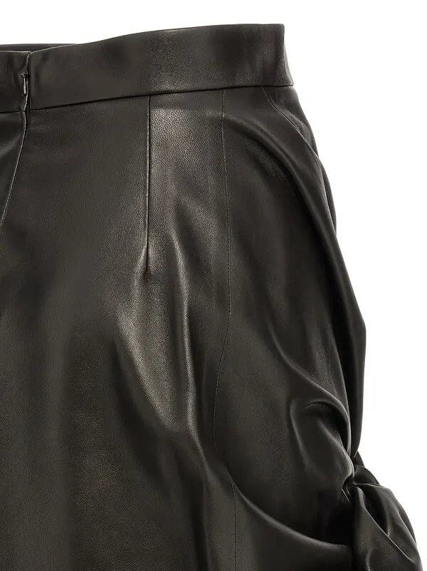 Alexander McQueen Maxi Bow Leather Skirt