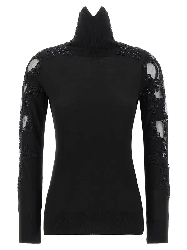 ERMANO SCERVINO Ermanno Scervino High Neck With Lace Inserts - Black