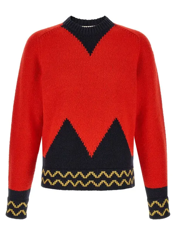 Marni Geometric Intarsia Sweater - Red