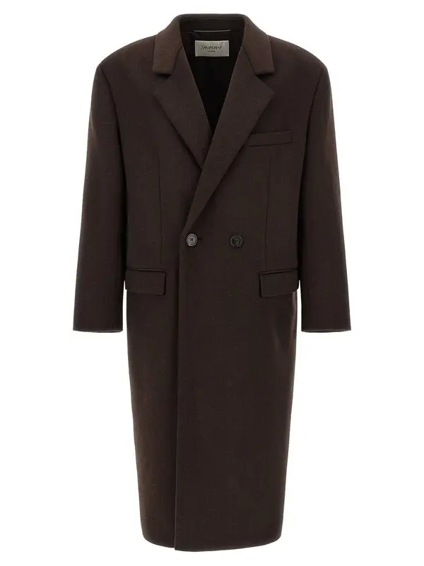 Saint Laurent Double-face Combed Wool Coat - Brown
