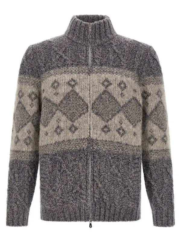 Brunello Cucinelli Chiné Yarn Cardigan - Gray