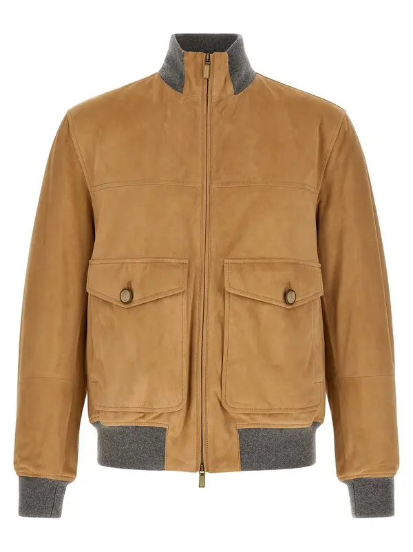 Brunello Cucinelli Padded Suede Bomber Jacket