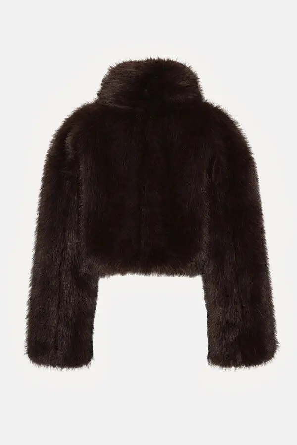 ROTATE BY BIRGER CHRISTENSEN Faux Fur Cropped Jacket - Multicolor