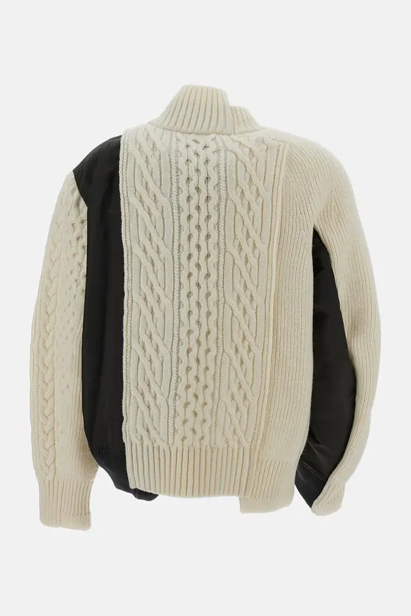 Sacai Nylon Twill X Wool Knit Blouson - Multicolor