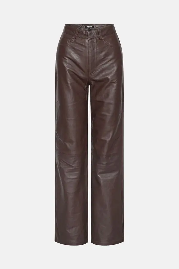 ROTATE BY BIRGER CHRISTENSEN Straight Leather Pants - Multicolor