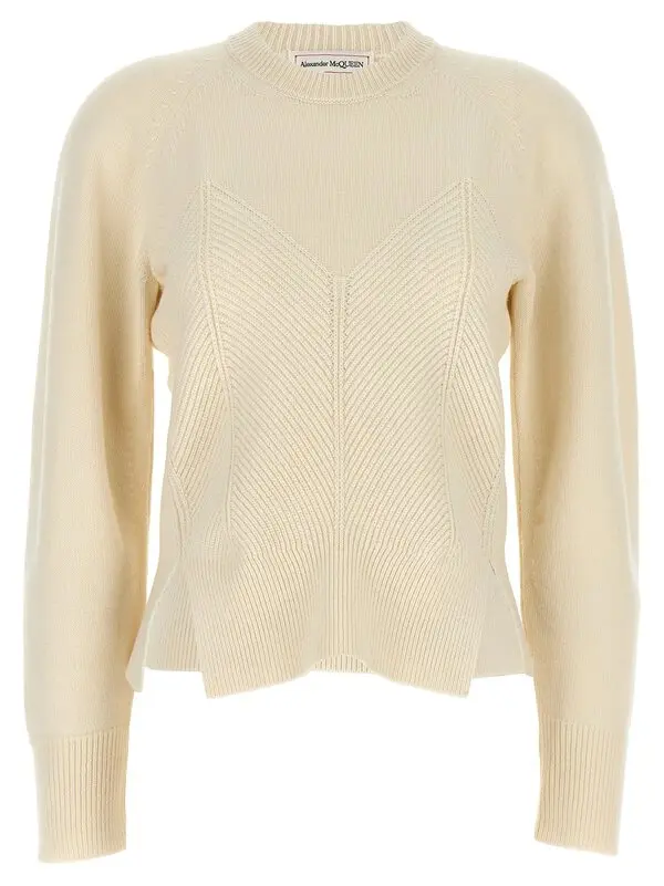 Alexander McQueen Chevron Corset' Sweater - White