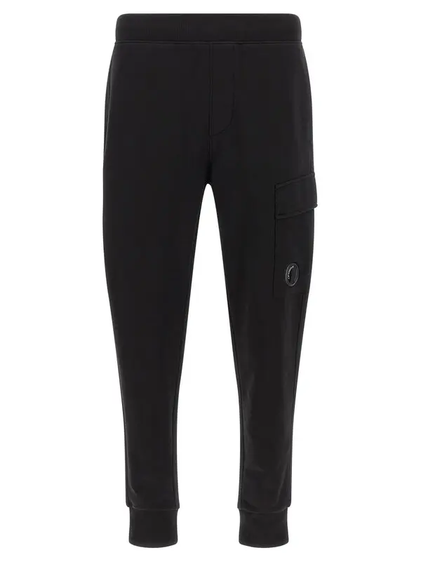 C.P. COMPANY Diagonal Raised Fleece' Pants With Lens Detail - Black