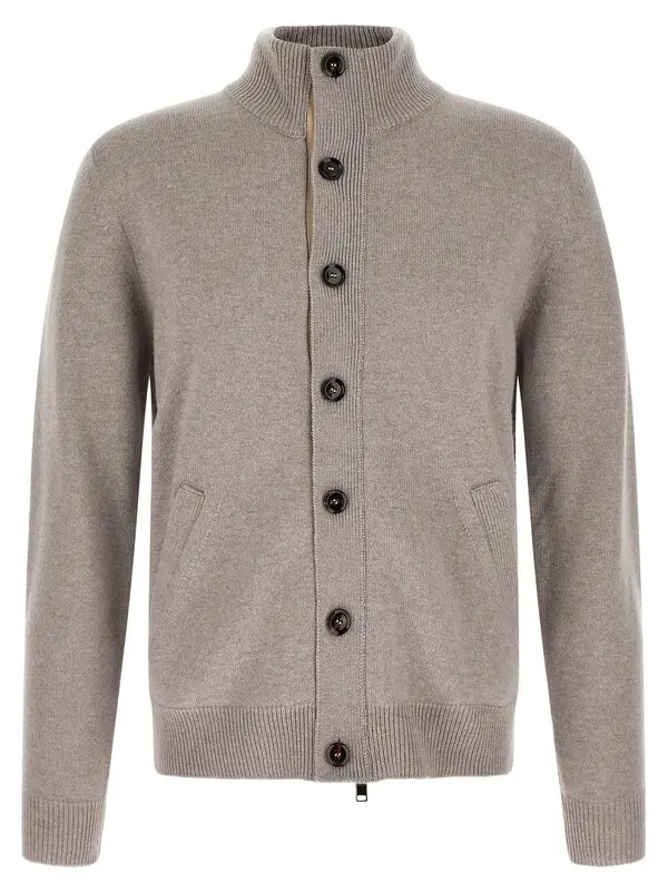 Brioni Cardigan With Price List Collar - Cream