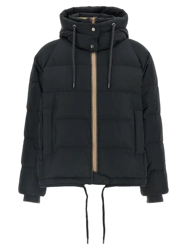 Brunello Cucinelli Down Jacket With Knit And Jewel Details