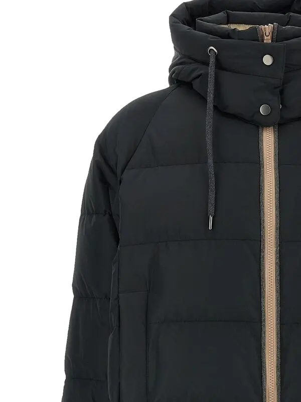 Brunello Cucinelli Down Jacket With Knit And Jewel Details