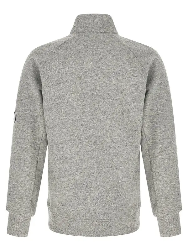 C.P. COMPANY Diagonal Raised Fleece Sweatshirt And Lens Detail - Gray