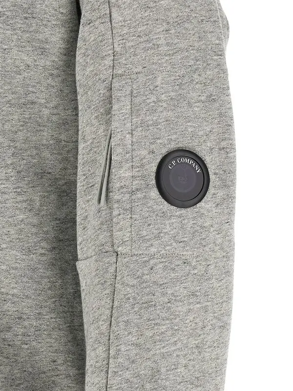 C.P. COMPANY Diagonal Raised Fleece Sweatshirt And Lens Detail - Gray