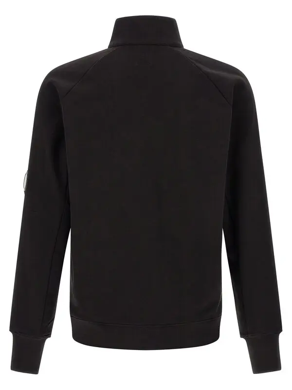 C.P. COMPANY Diagonal Raised Fleece Sweatshirt And Lens Detail - Black