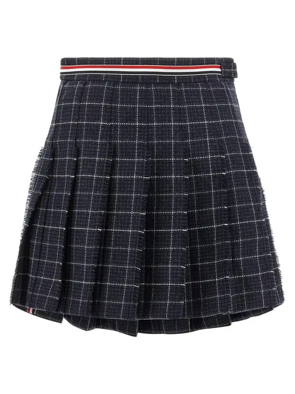 Thom Browne Rwb' Pleated Tweed Skirt