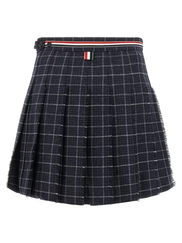 Thom Browne Rwb' Pleated Tweed Skirt